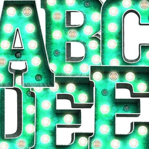 Digital Download | Kelly Green Rustic Marquee Letters-numbers | PNG ...