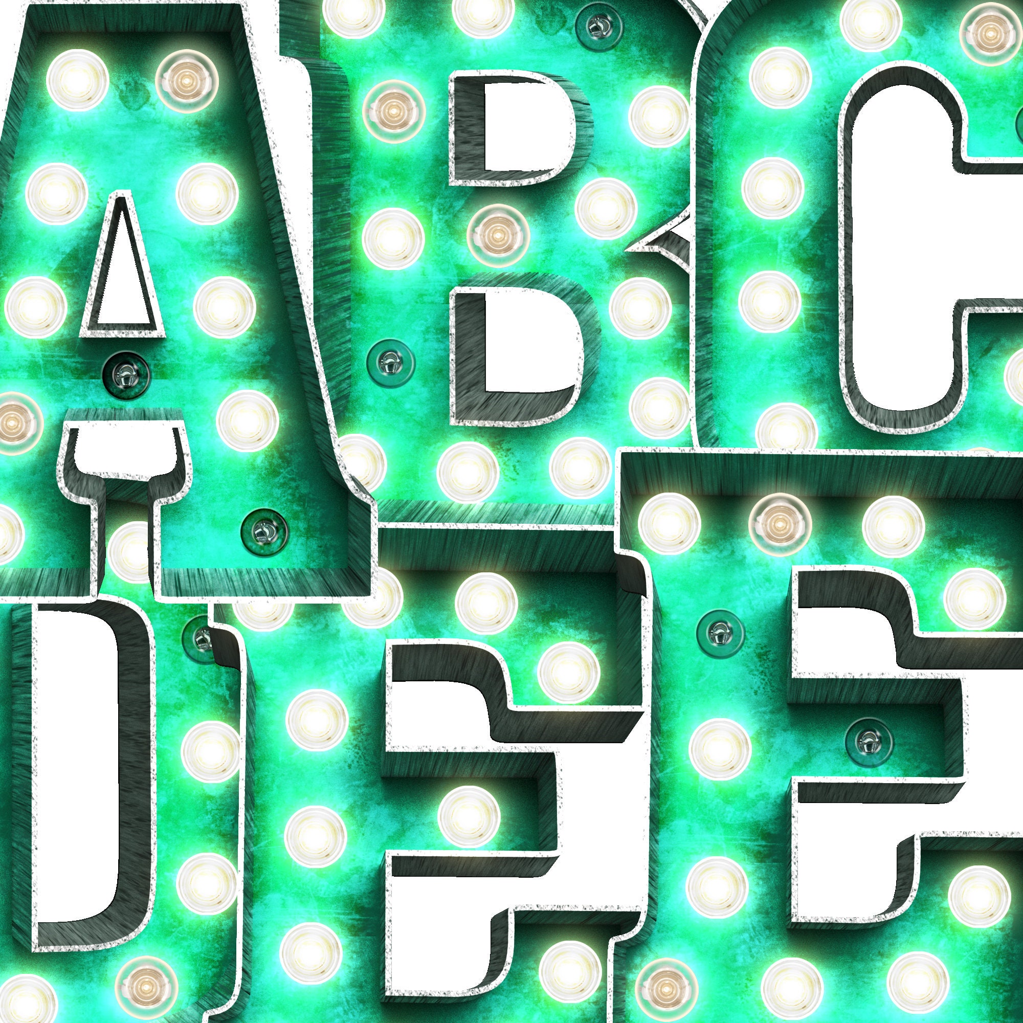 Digital Download Kelly Green Rustic Marquee Letters-numbers - Etsy