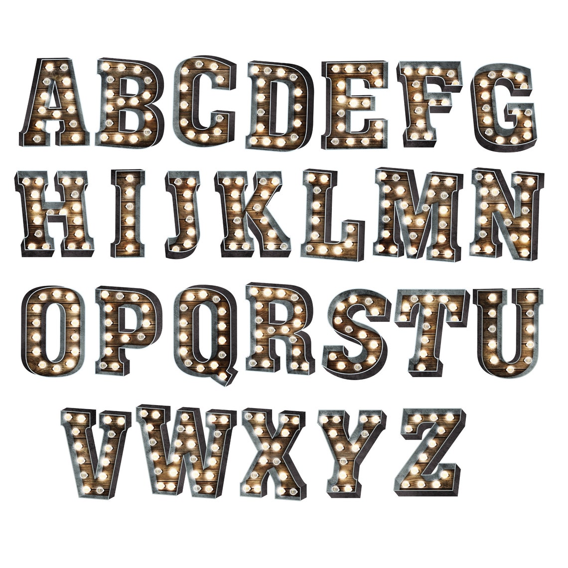 Digital Download | Faux Barn Wood Rustic Marquee Letters and Numbers ...