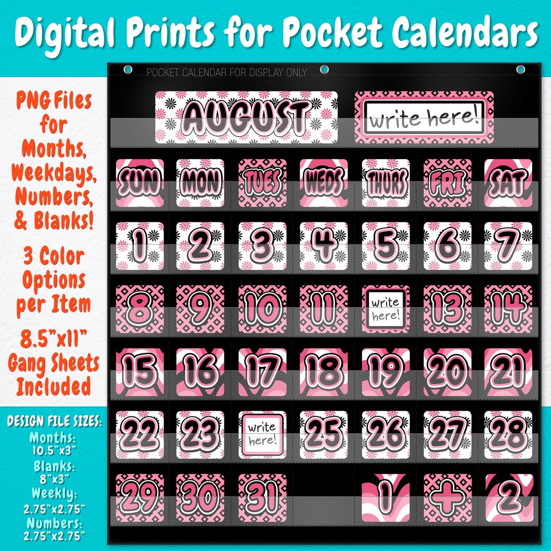 Wall Calendar - Pocket Chart for Teachers | Flowers, Diamonds ...