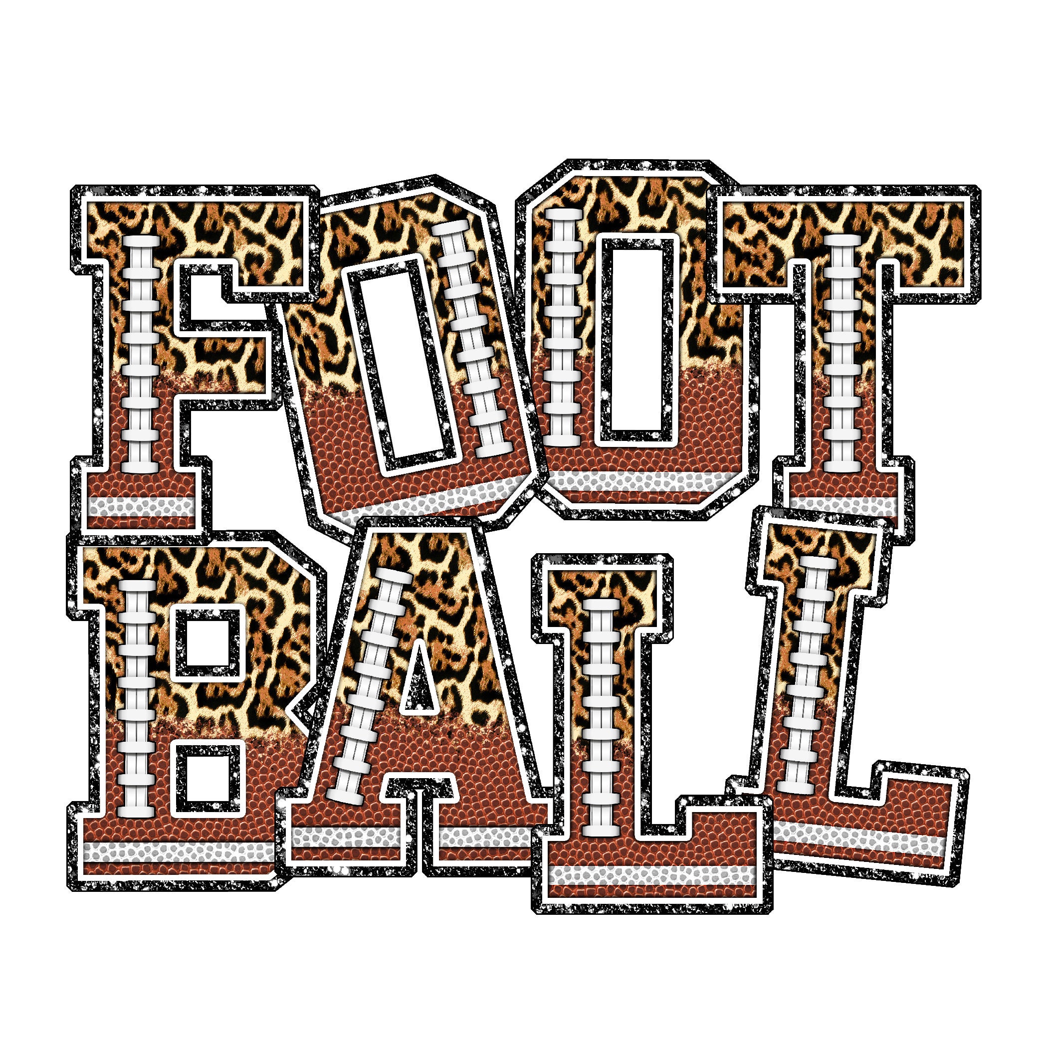 Football Letters PNG, Leopard and Laces Stitch, Background Pattern ...