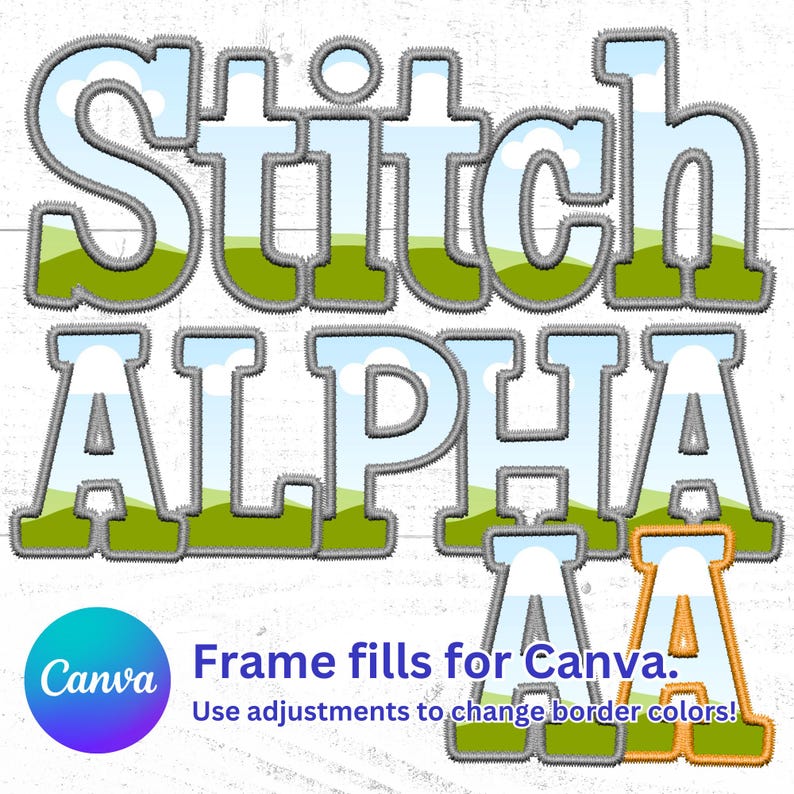 Skinny Slab Stitch Alpha Stitch PNG, Faux Embroidery Applique Letters ...