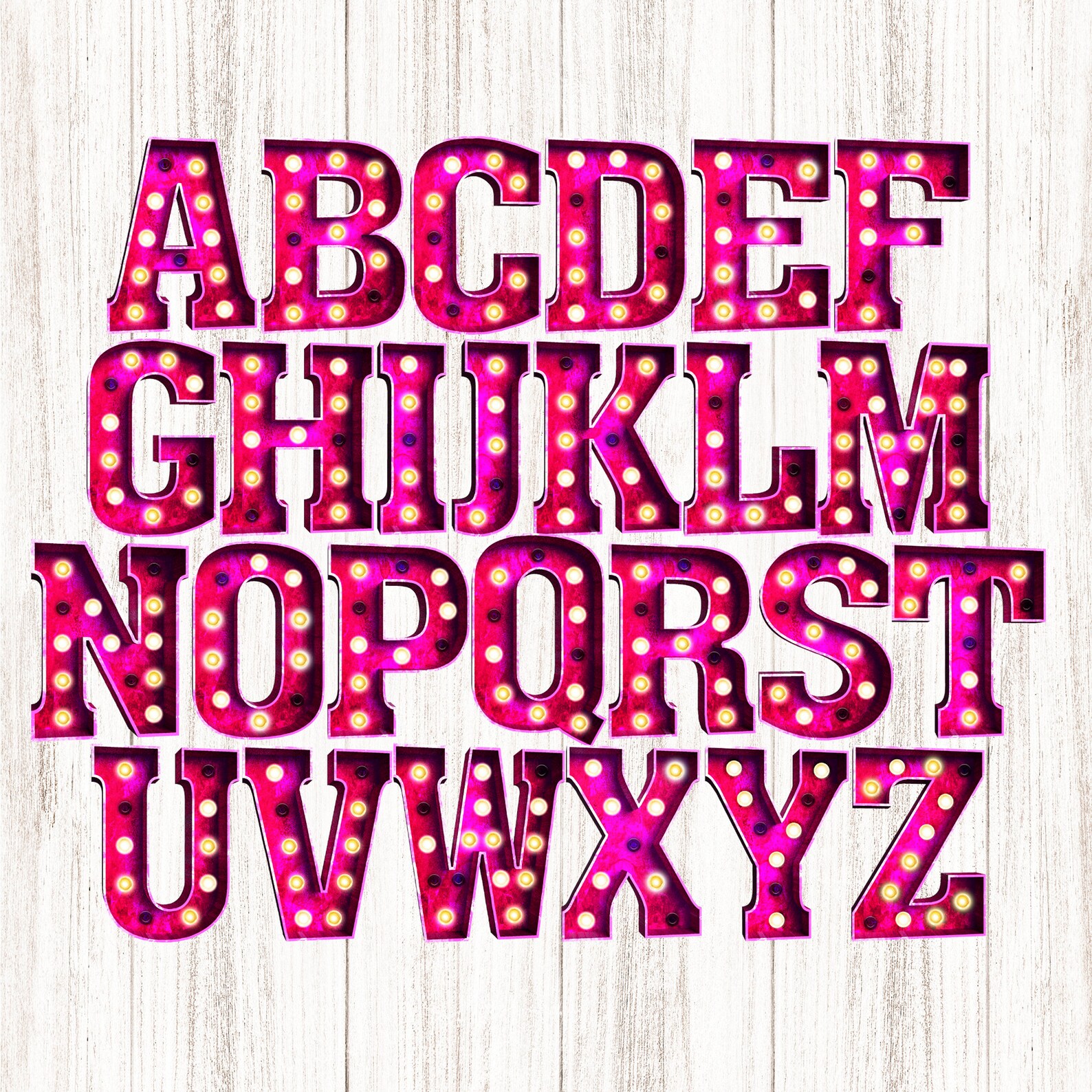 Pink Alphabet PNG, Digital Download Marquee Letters 3D Alphabet for ...
