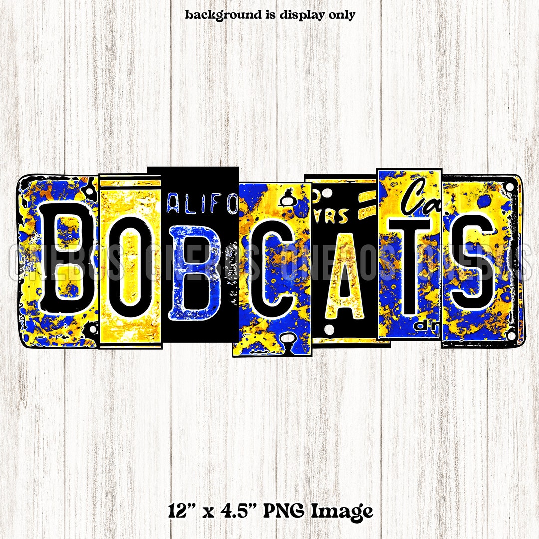Watercolor License Plate Bobcats PNG, Blue & Gold Yellow, Leopard ...