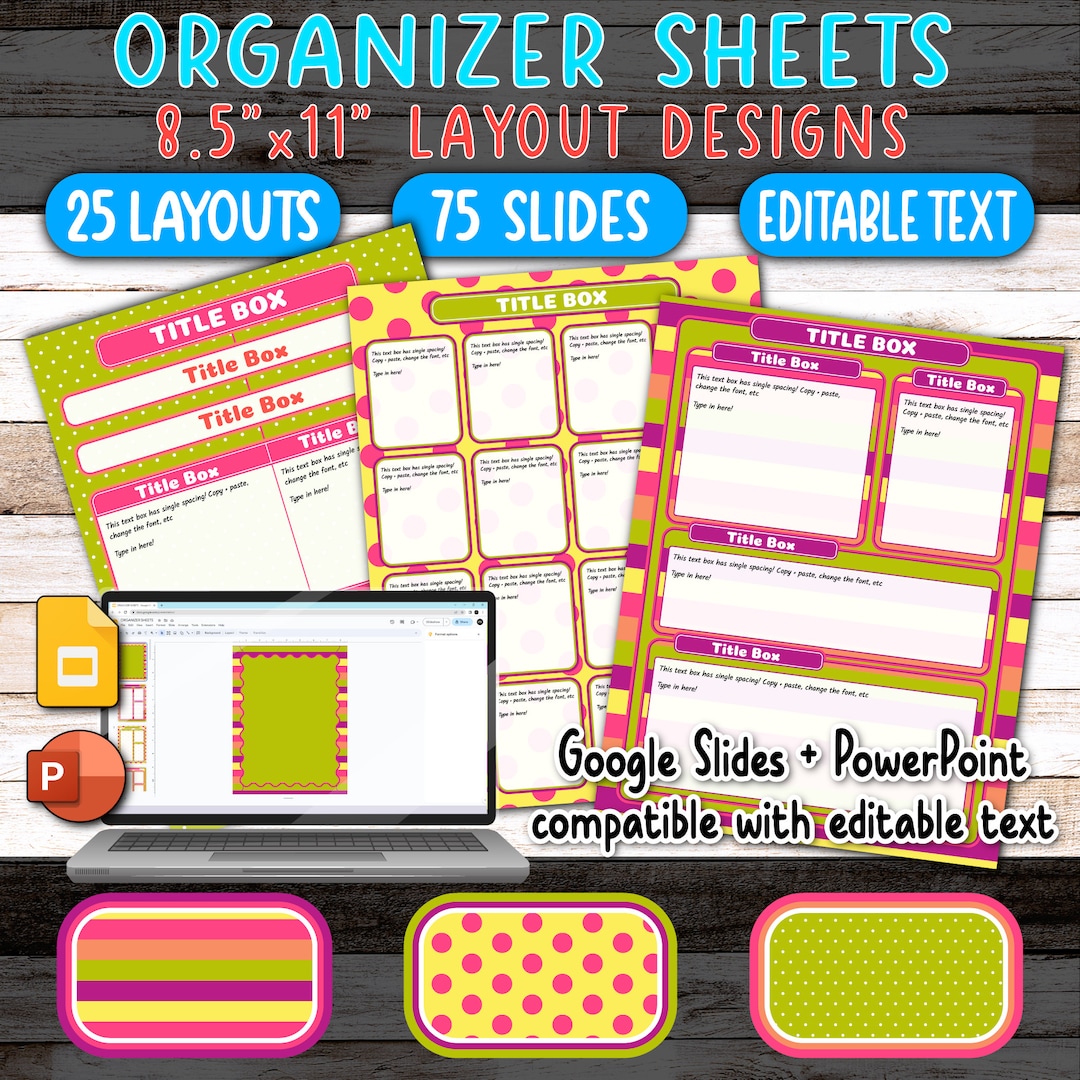 Organizer Sheet Templates Planner & Presentation Pages - Etsy