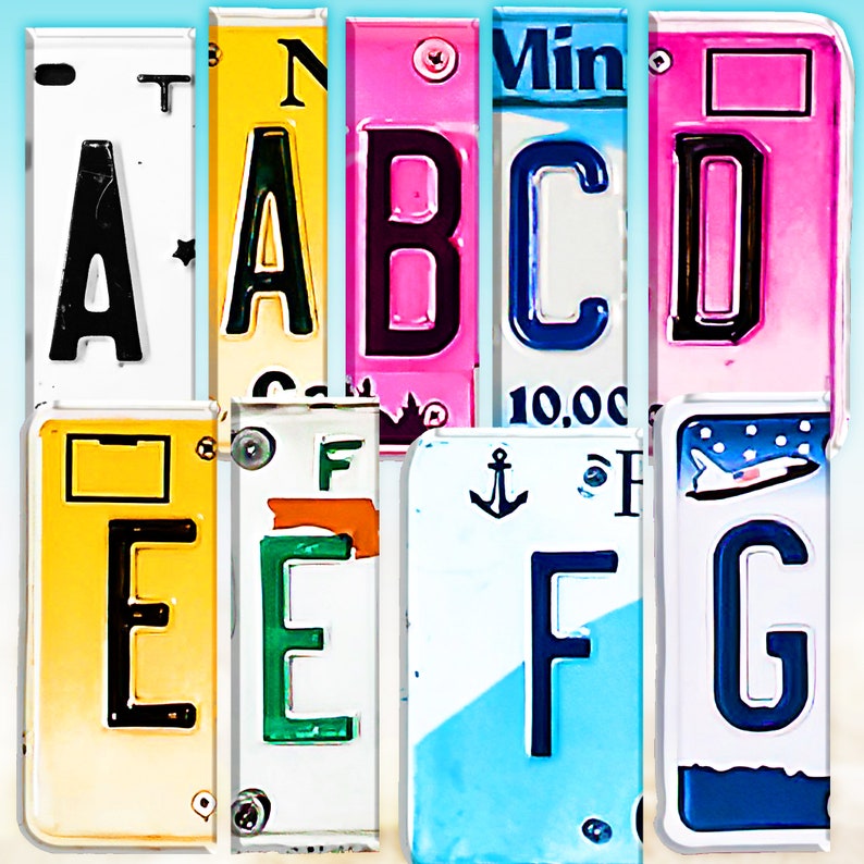Shabby License Plate Alphabet PNG Digital Download Graphics - Etsy