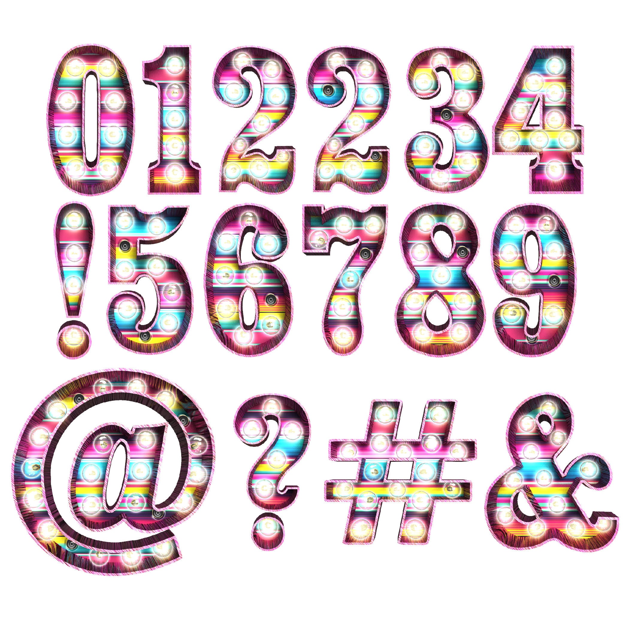 Clipart Alphabet and Numbers Western Style Marquee VS2.0 - Etsy