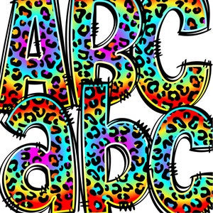 Rainbow Leopard Alphabet, Doodle Letters Leopard Cheetah Print ...