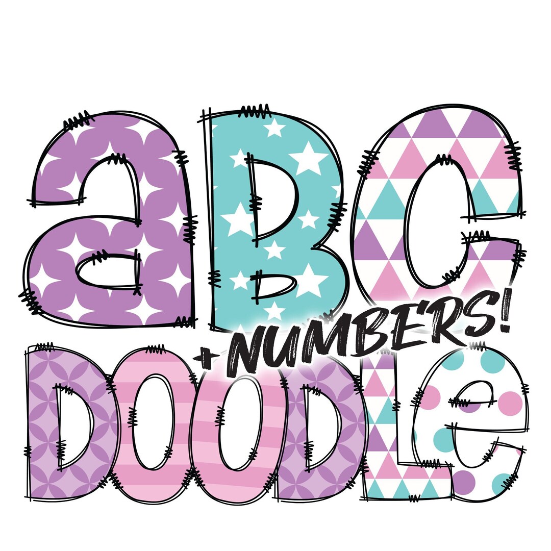 Digital Download | Doodle Letters Purple Pink Blue 1 Pattern Fill | PNG ...
