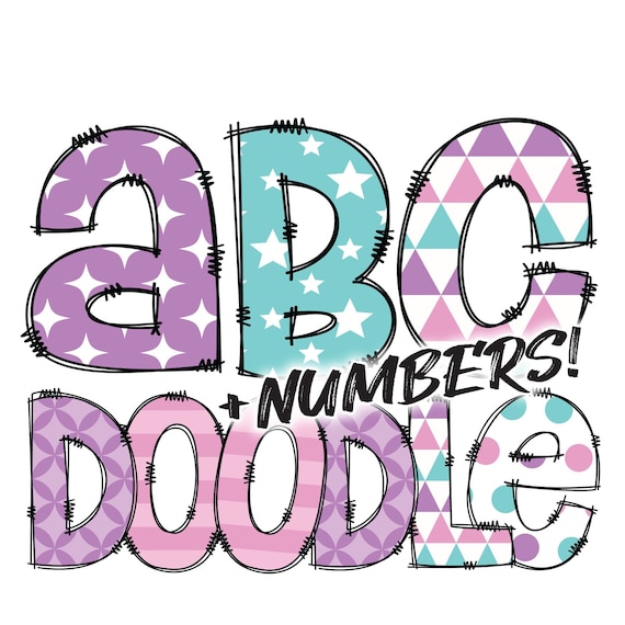 Digital Download Doodle Letters Purple Pink Blue 1 Pattern | Etsy