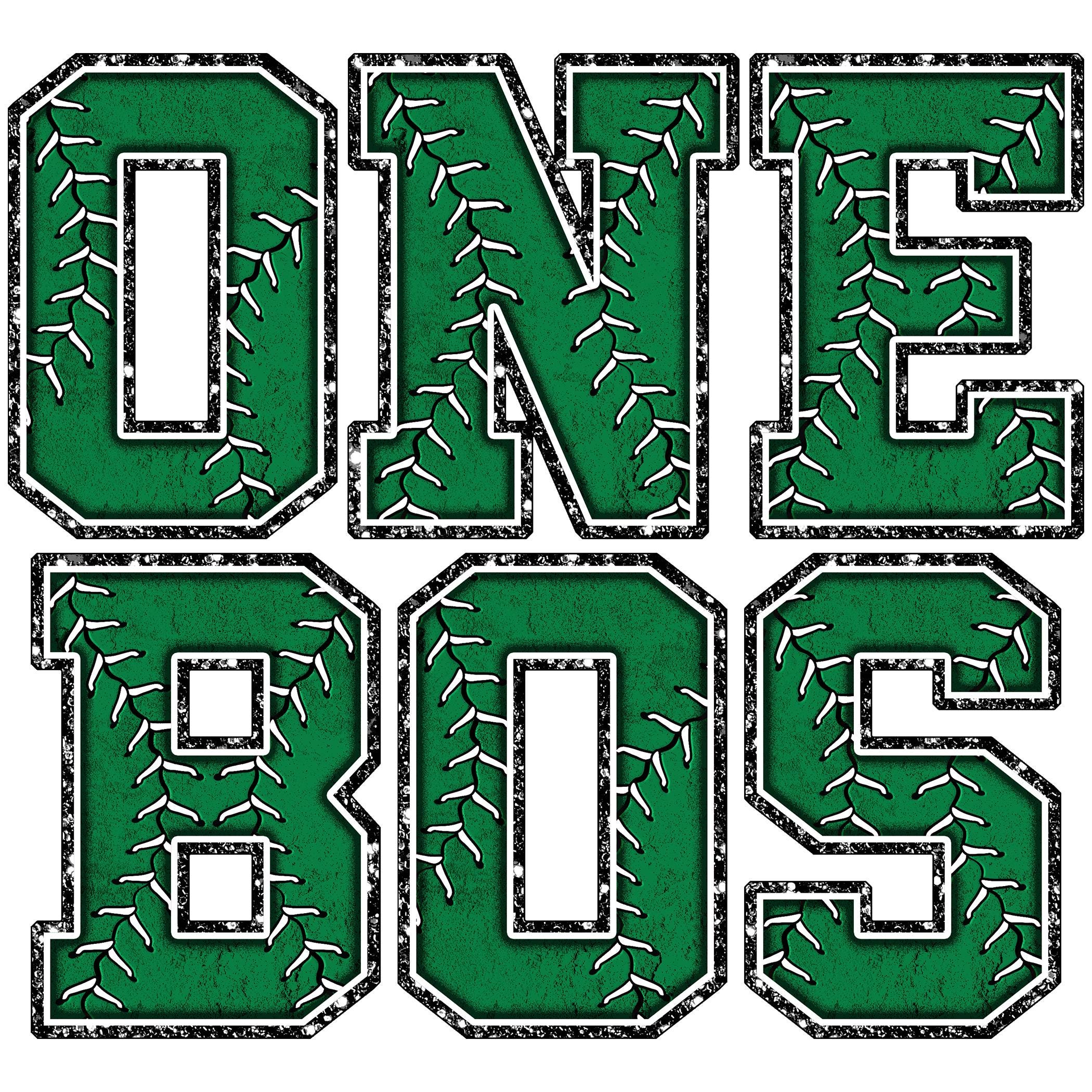 Digital Baseball Block Alphabet With Stitch Pattern, Green White Black ...