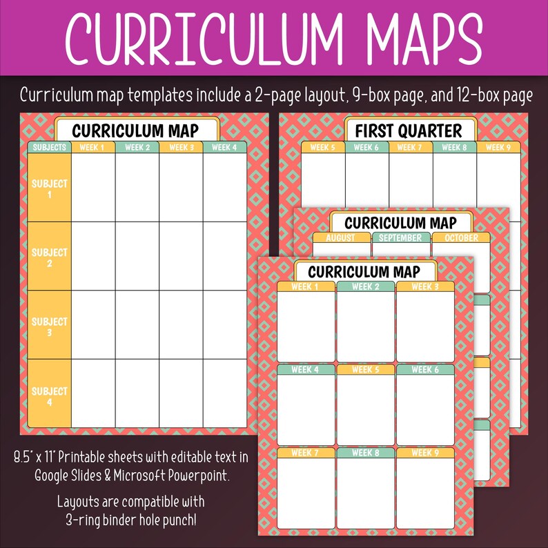 Lesson Plan Sheets & Curriculum Maps (editable) | Floral, Diamond ...