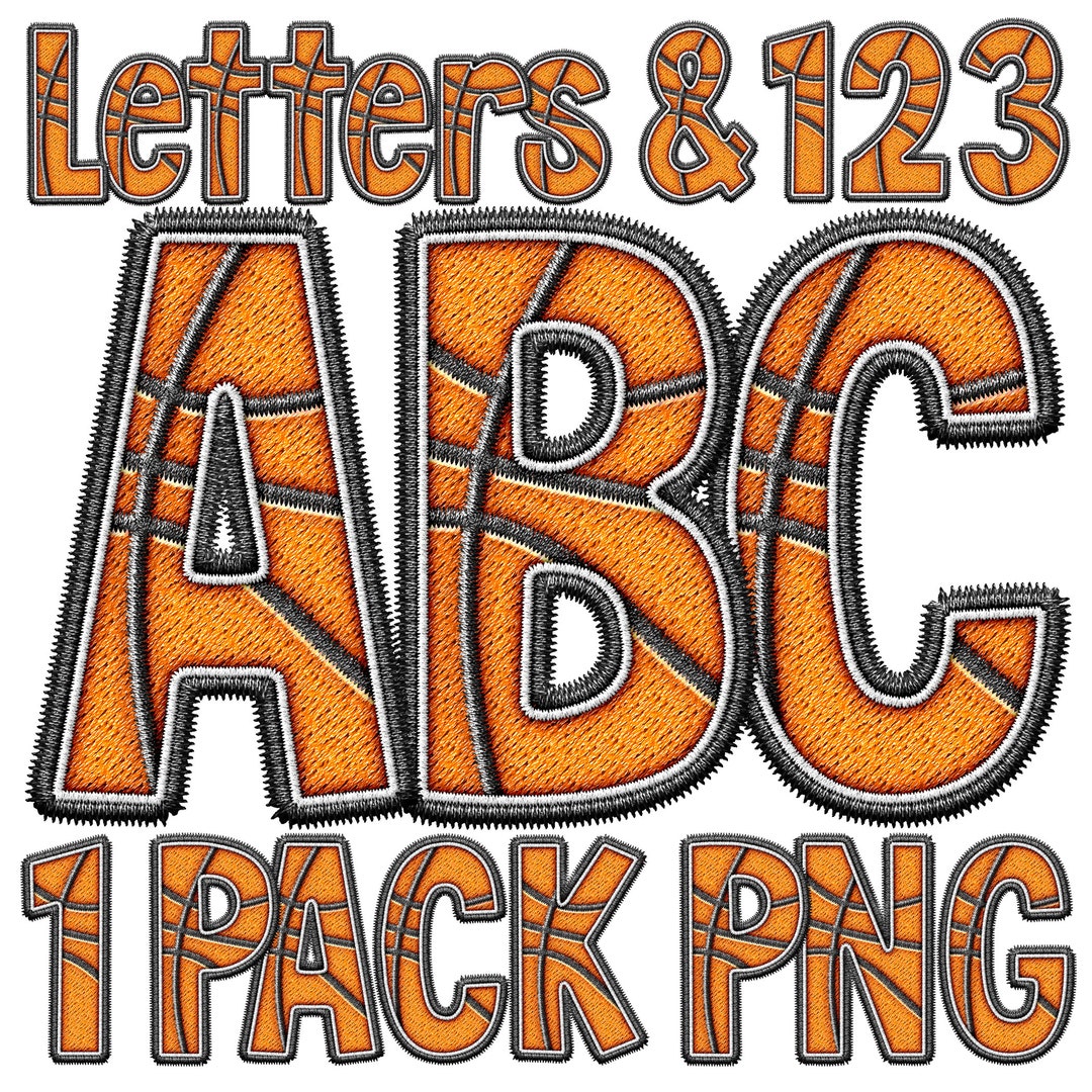 PNG Basketball Alphabet, Faux Embroidery Stitch Alpha, Classic, Orange ...