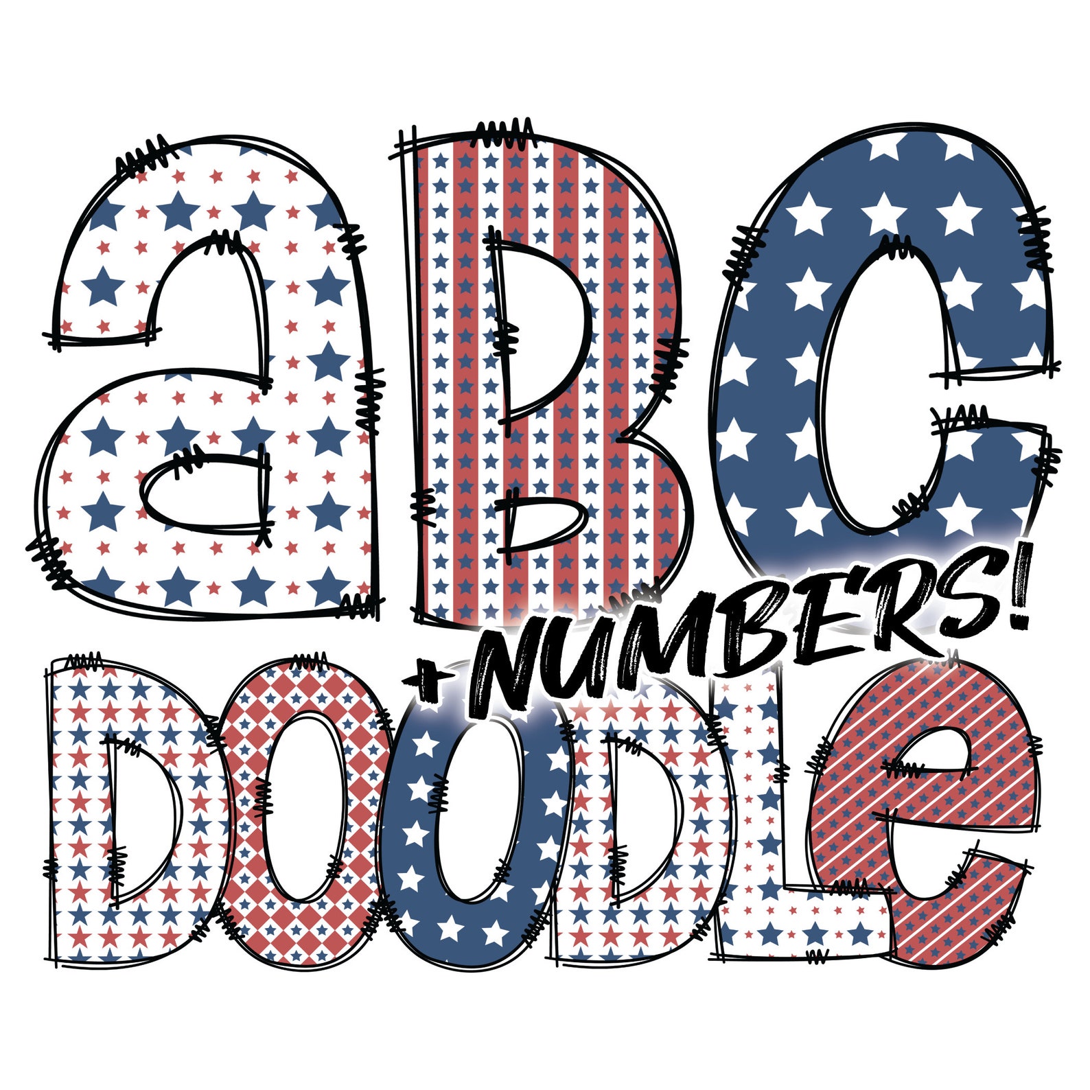 Digital Download Doodle USA Stars Stripes Patriotic Flag - Etsy