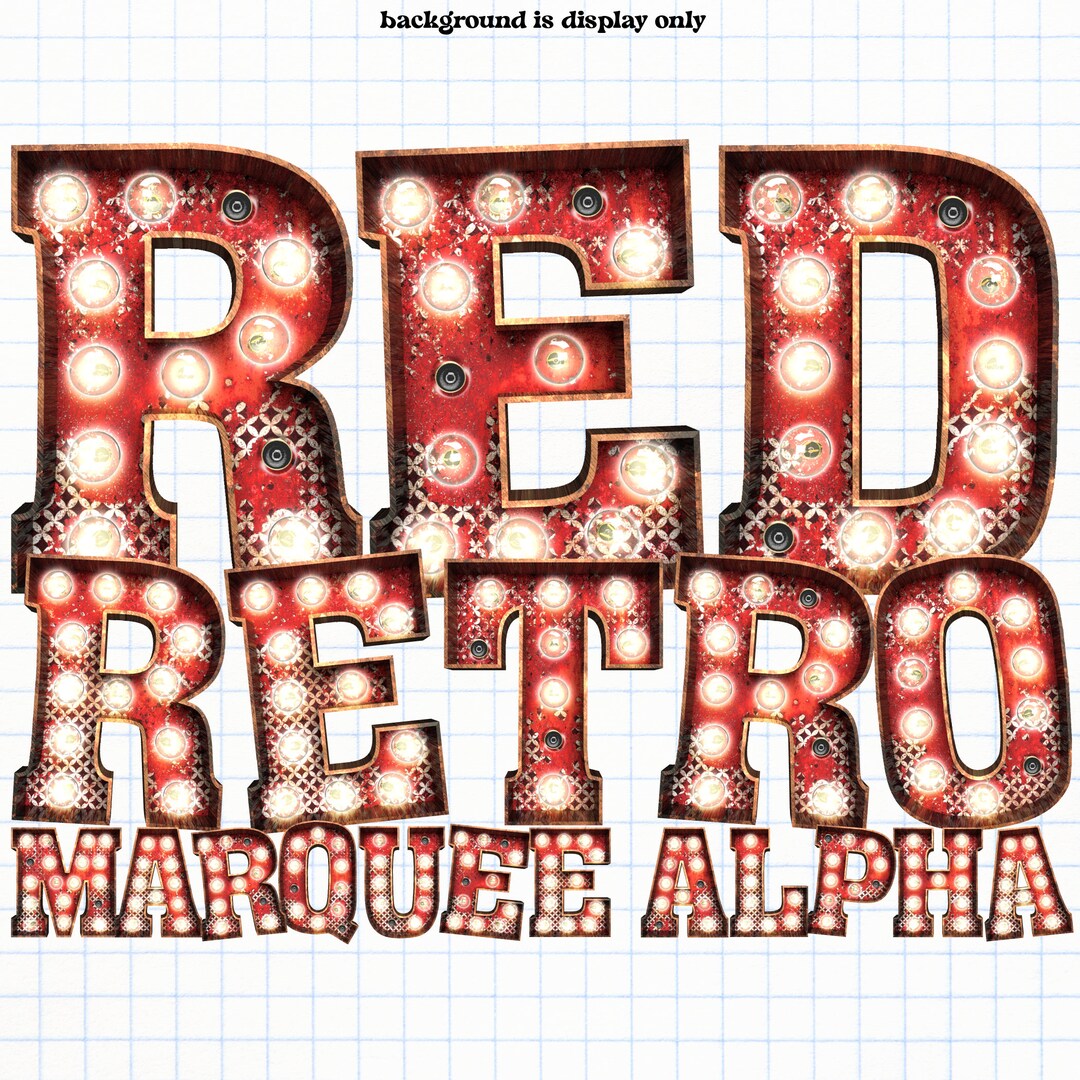 Clipart Red Marquee Alphabet, Retro Rustic, Vintage Grunge Pattern With ...