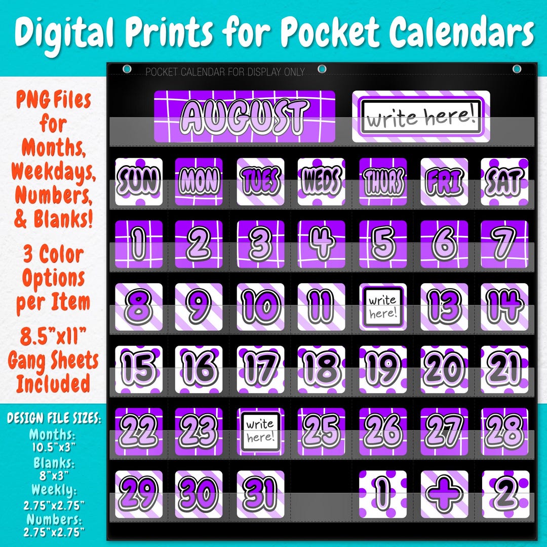 Wall Calendar - Pocket Chart for Teachers | Grid, Diagonal Stripes ...