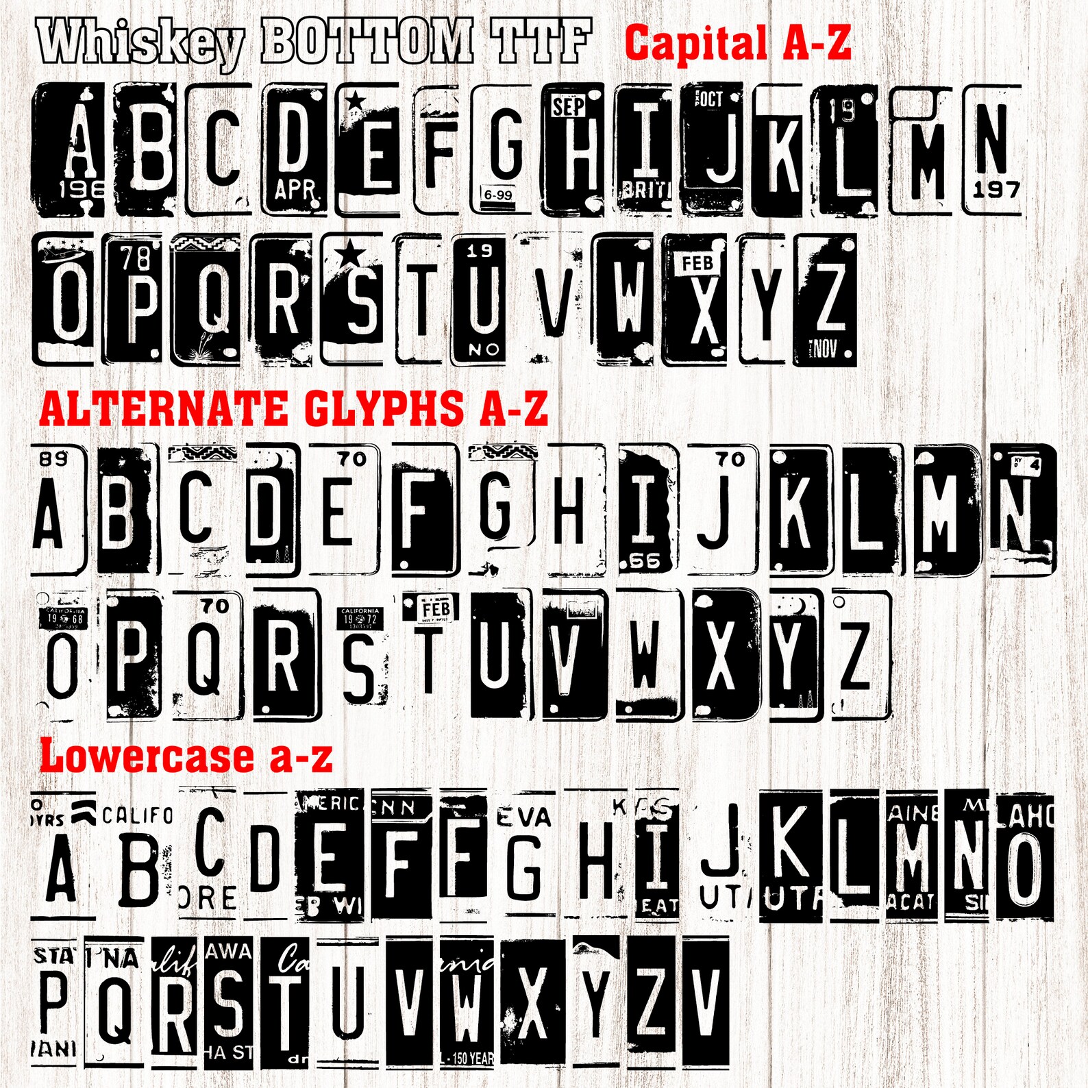 License Plate FONT Files, 3 Ttf Fonts, PNG Bundle, and SVG File | Black ...