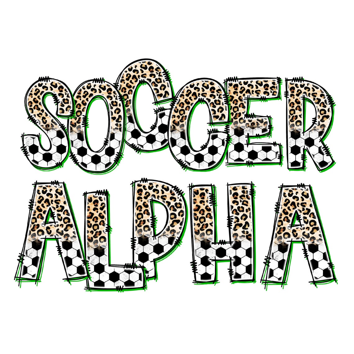 Soccer Football Letters PNG Leopard and Hexagonal Background | Etsy