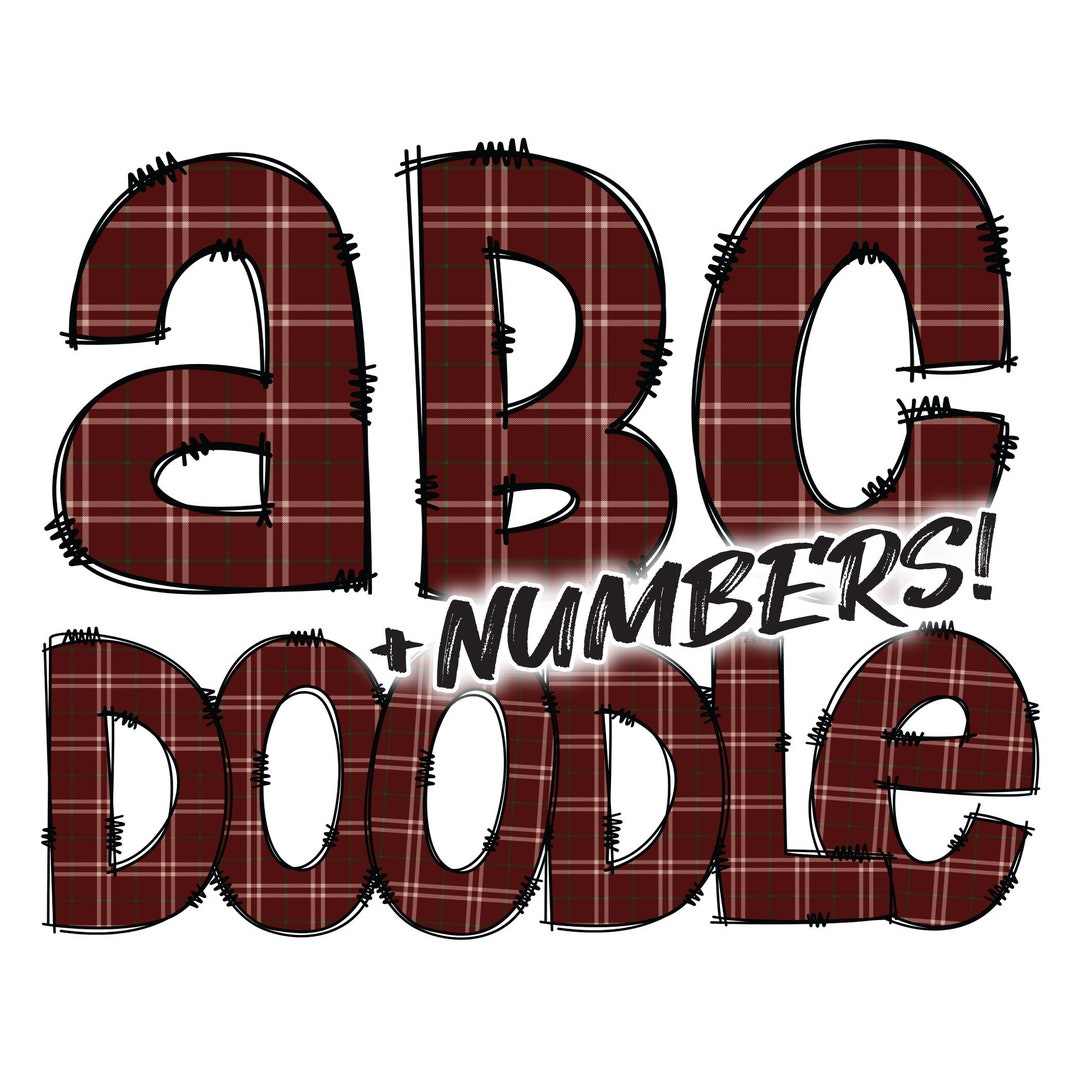 Digital Download | Doodle Letters Red Plaid 2 Pattern Fill | PNG ...