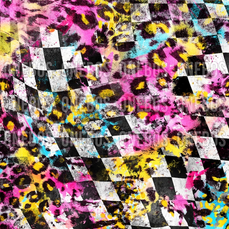 Checker Leopard Digital Paper PNG, 12 X 12 Square Background Digital ...
