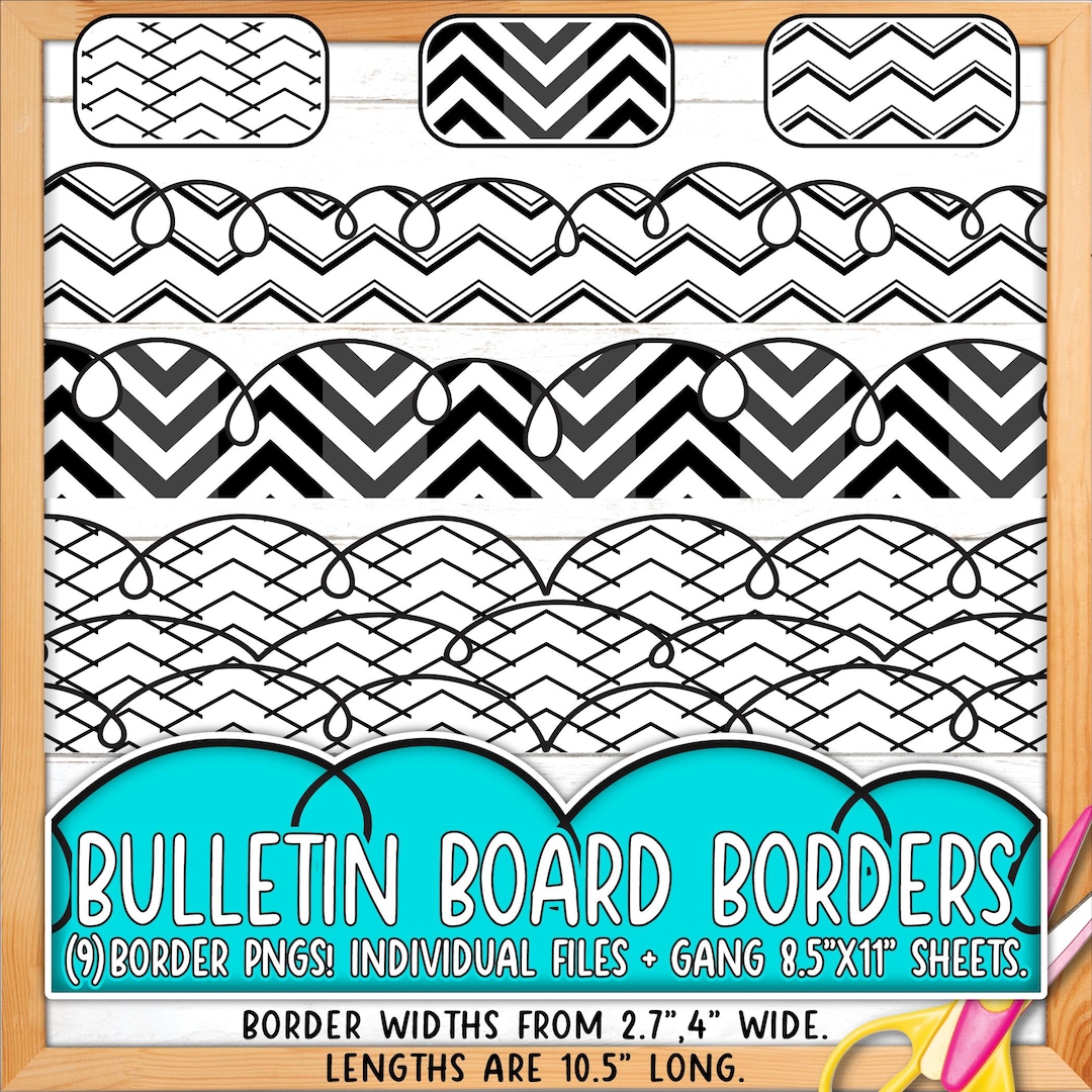 Doodle Borders for Bulletin Boards | Print & Cut, Seamless | Black ...