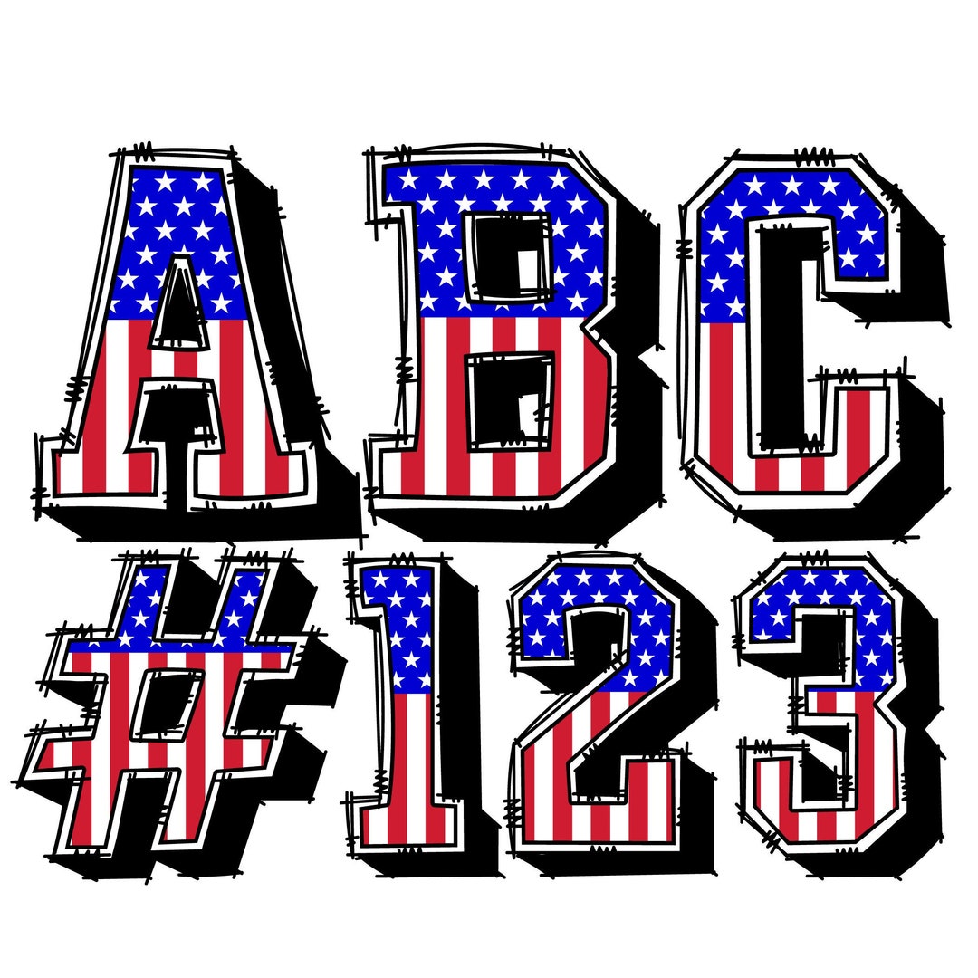 Digital Flag Letters | Varsity, Athletic Style Bundle of Letters ...