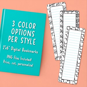 Digital Bookmarks (printable), Clipart Bundle Set of 12 | Lined & Blank ...