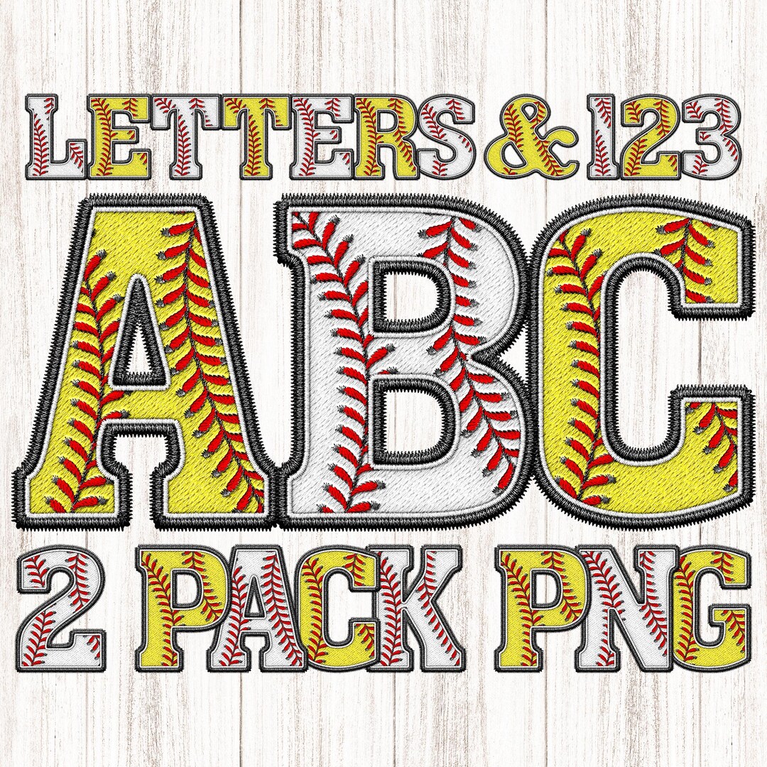 Baseball and Softball Alphabets, Faux Embroidery Boardwalk Stitch ...