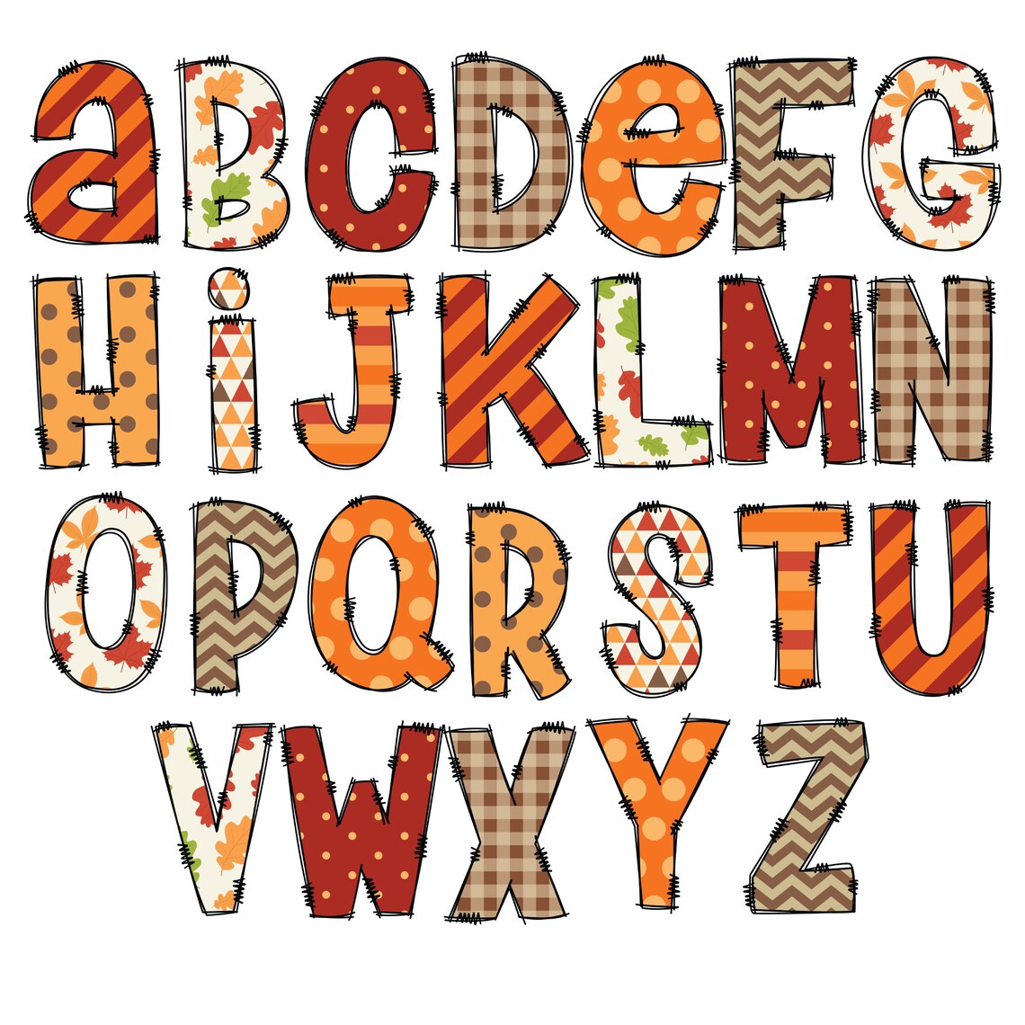 Digital Download Doodle Letters Fall 1 Pattern Fill PNG - Etsy