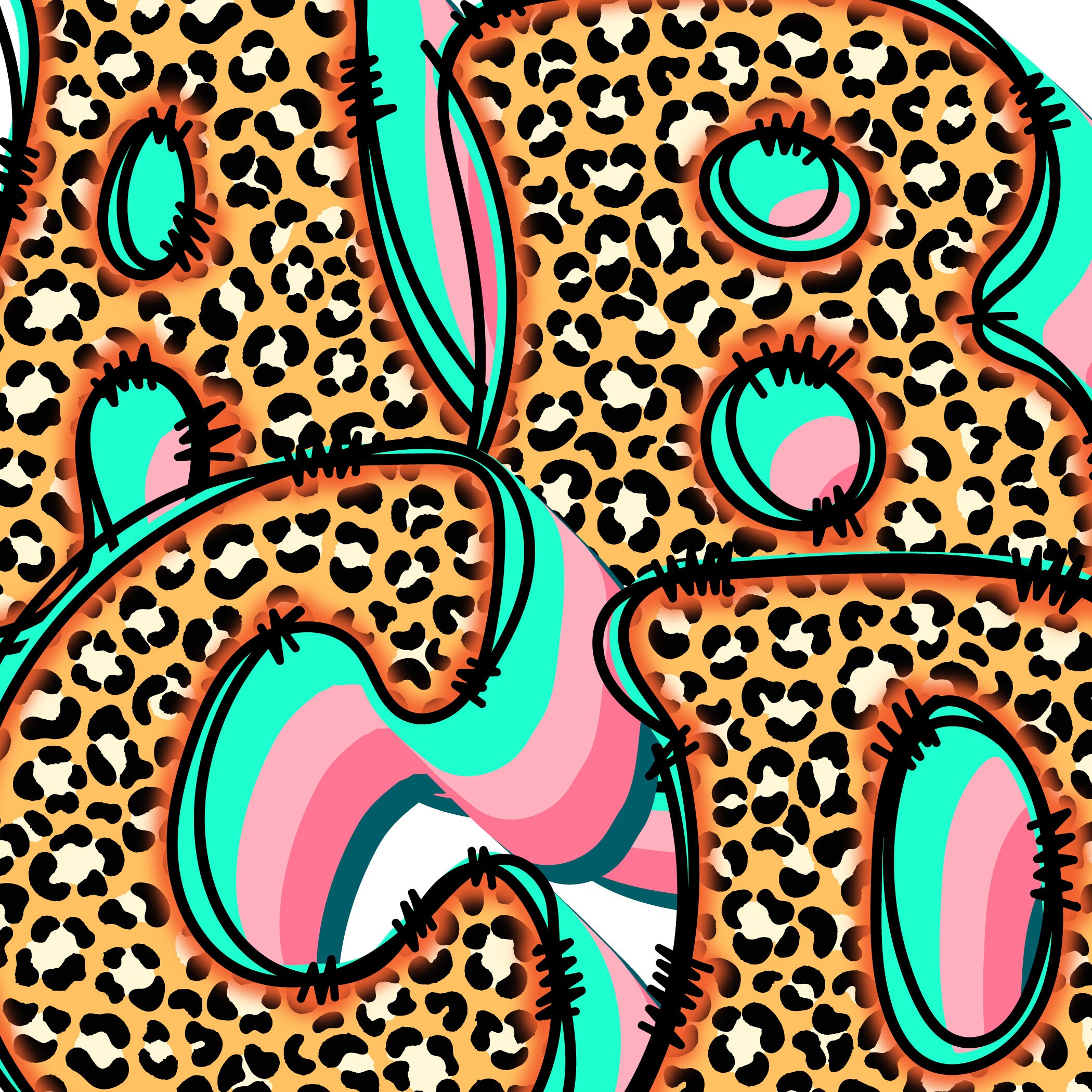 Digital Download Doodle Retro AG Leopard Tropical Groovy | Etsy