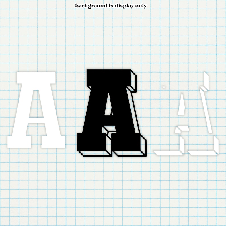 3D Athletic Block Alphabet SVG, PNG Sets, School Sports Varsity Style ...