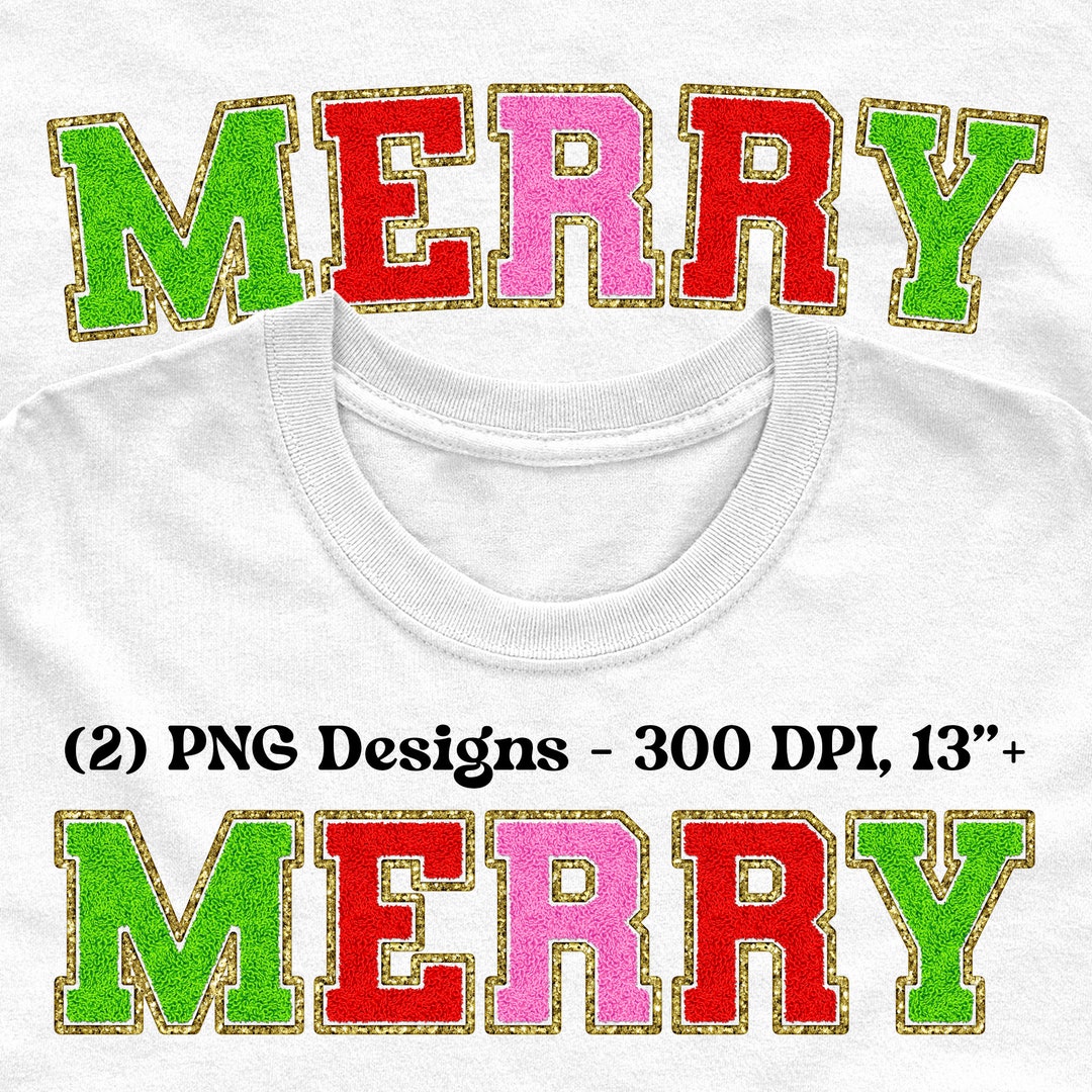Digital Download Merry PNG, Christmas Design Clipart, Red Green Pink ...