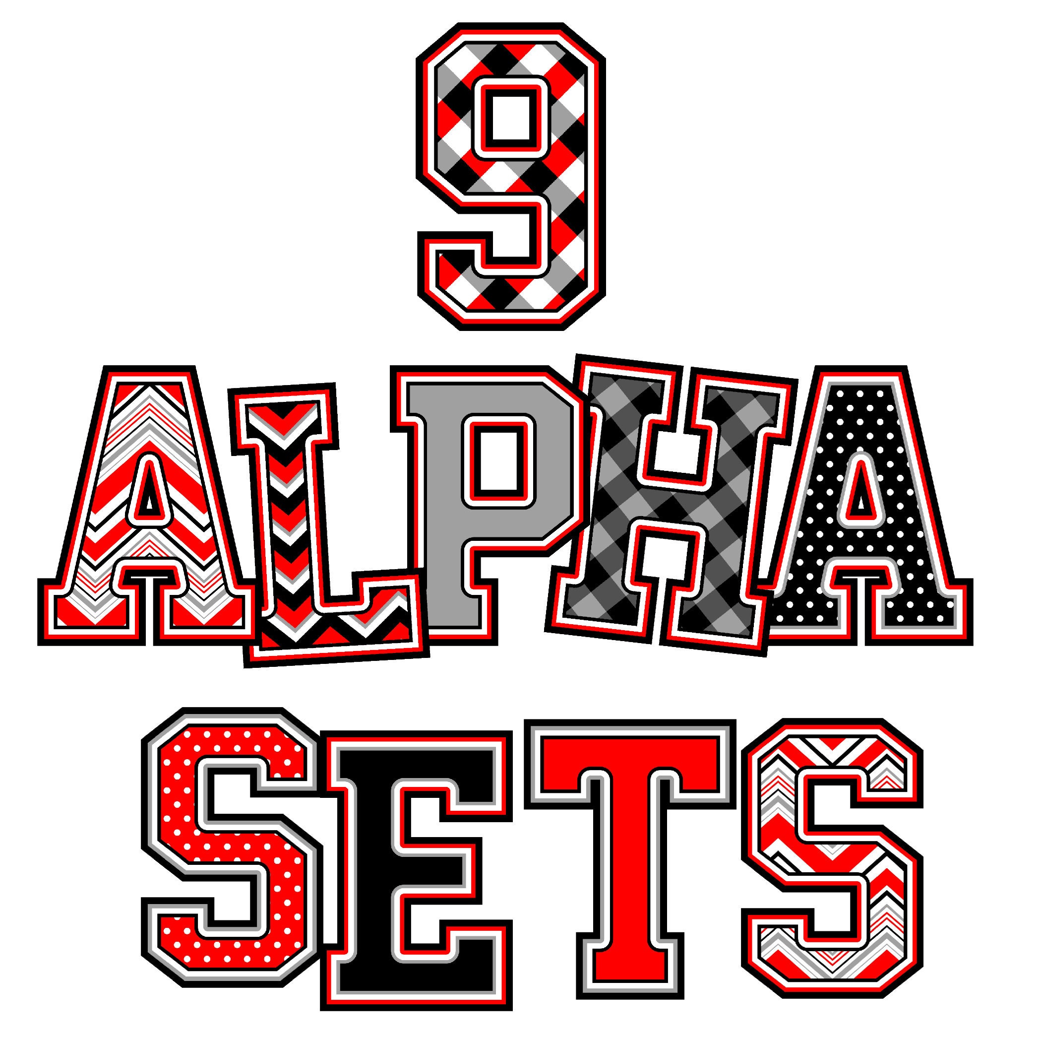 Preppy Alphabet PNG Bundle 9 Sets of Letters Numbers - Etsy