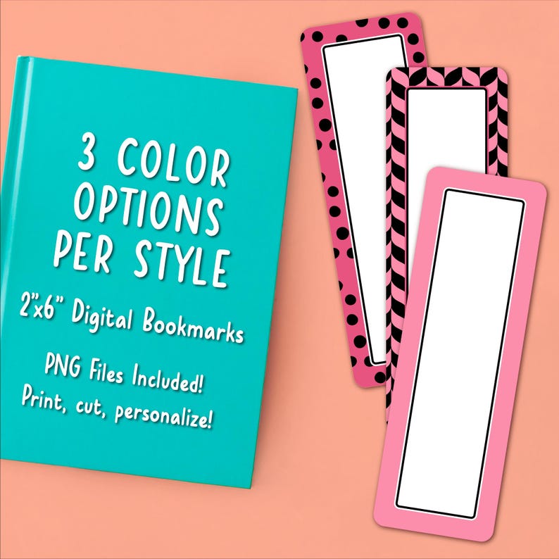 Digital Bookmarks (printable), Clipart Bundle Set of 12 | Lined & Blank ...