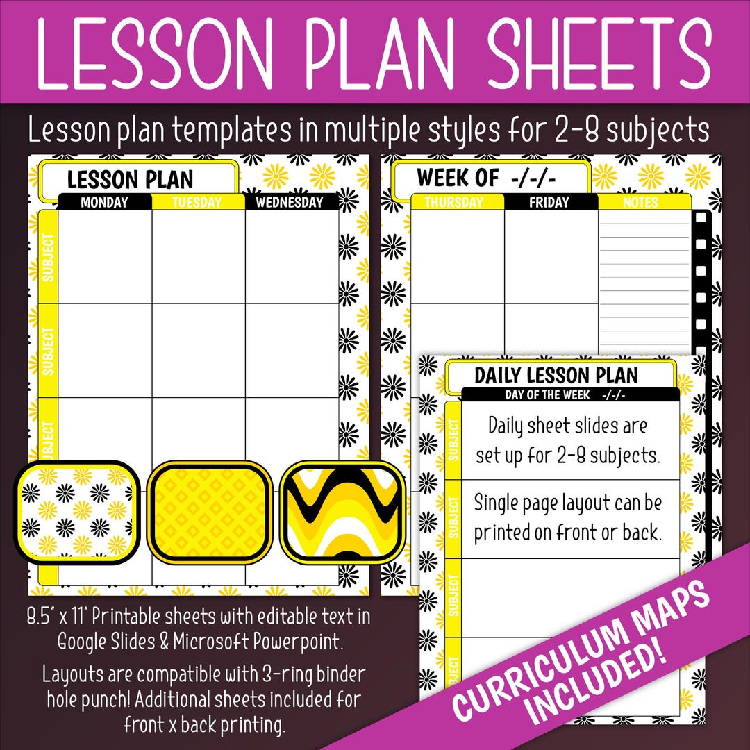 Lesson Plan Sheets & Curriculum Maps (editable) | Flowers, Diamonds ...