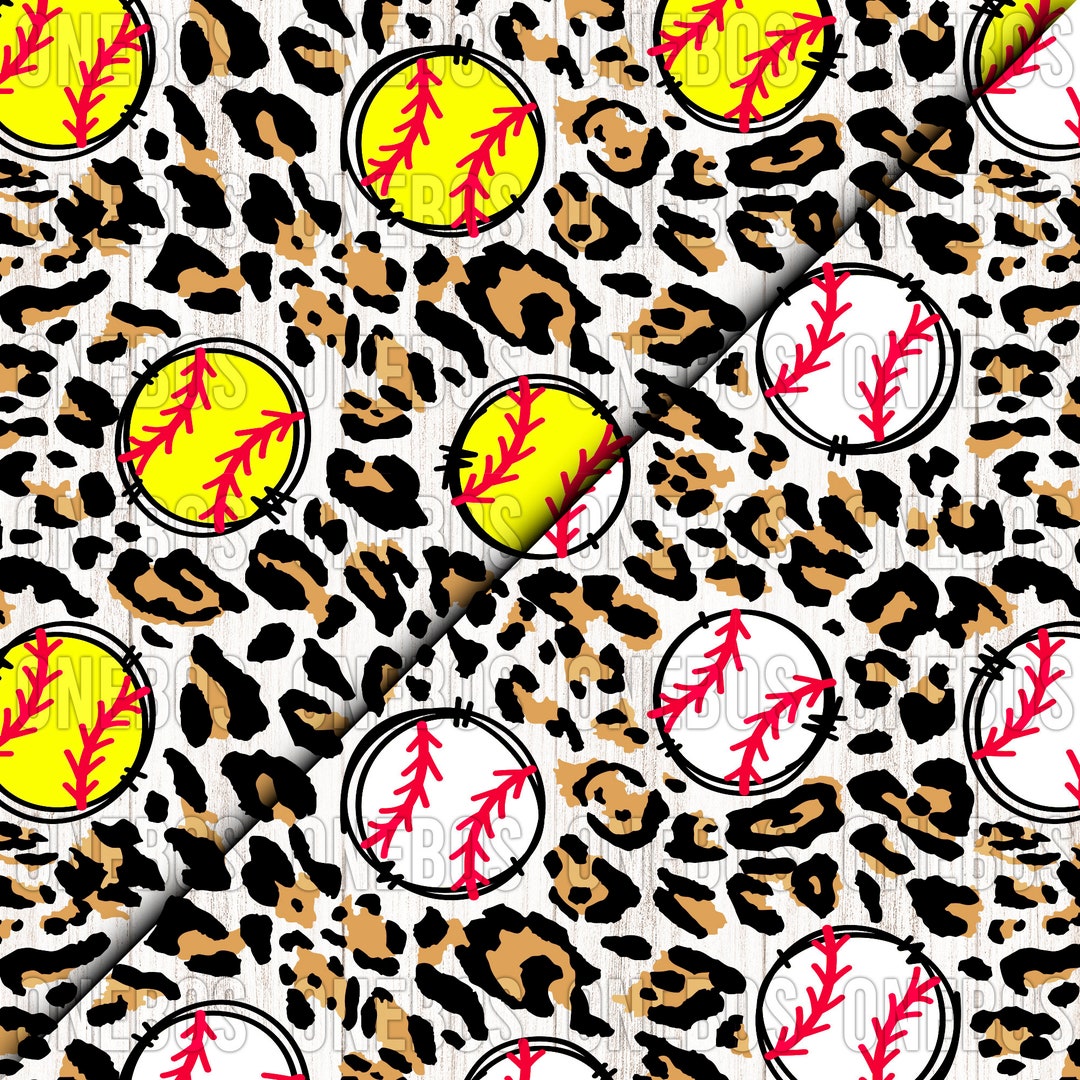 Baseball, Softball Seamless Leopard Clip Art Backgrounds, Digital ...