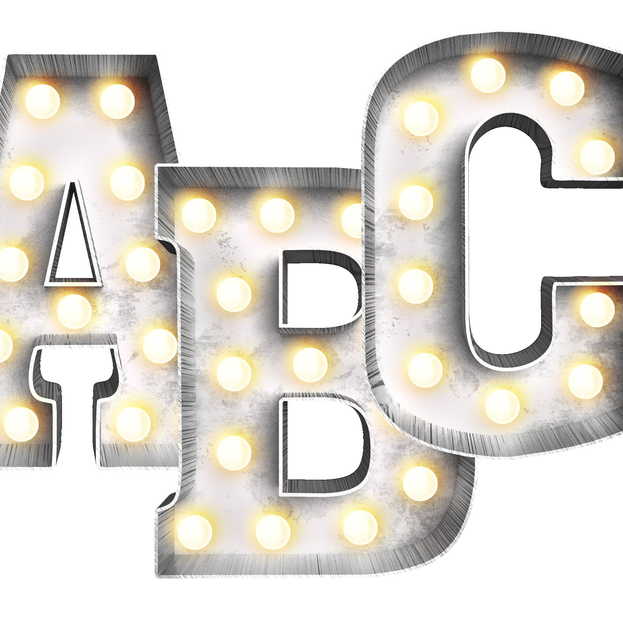 Digital PNG Letters White Grey Rustic Marquee Letters & - Etsy