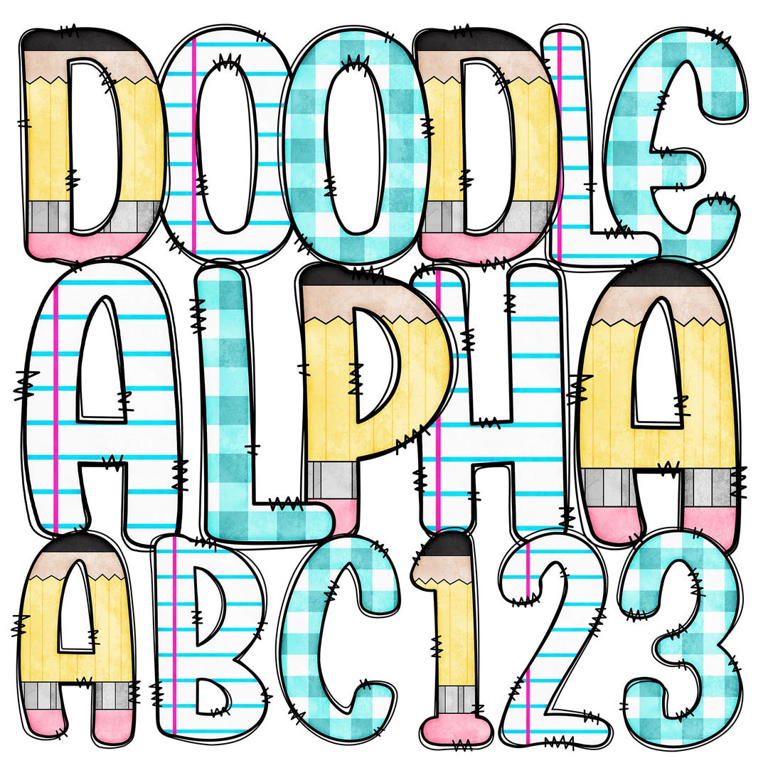 Pencil Paper Doodle Alphabet Pack PNG | Hand Drawn Uppercase Letters ...