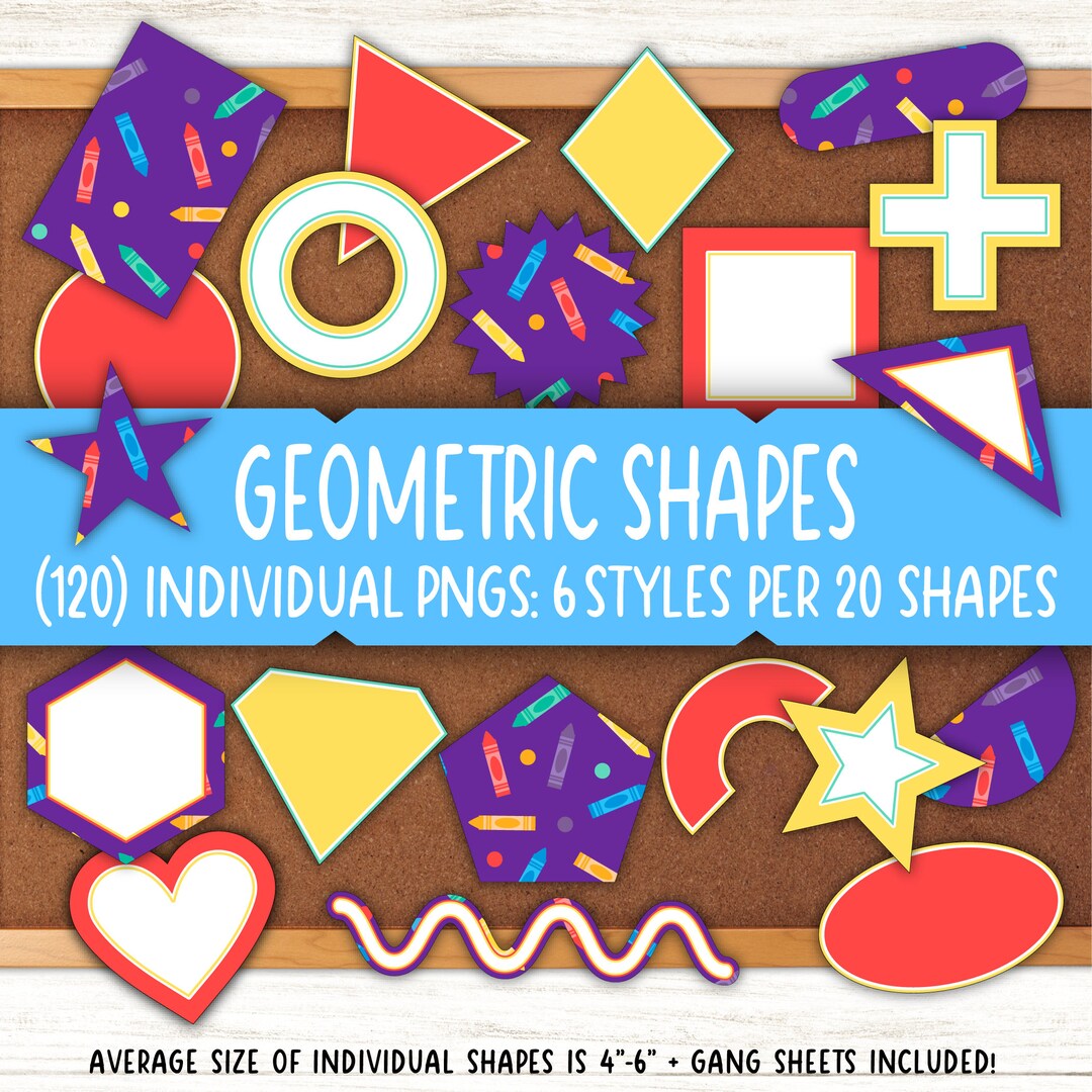 Shape & Design Frame Pack | Crayons, Cute, Purple, Yellow, Pink, Teal ...