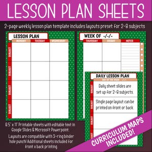 Lesson Plan Sheets & Curriculum Maps (editable) | Polkadots, Mini Dot ...