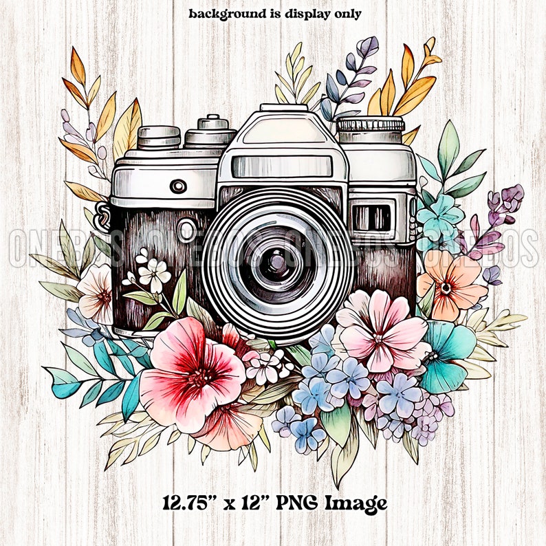 Floral Vintage Camera PNG, Aesthetic Watercolor Digital Clipart, Boho ...