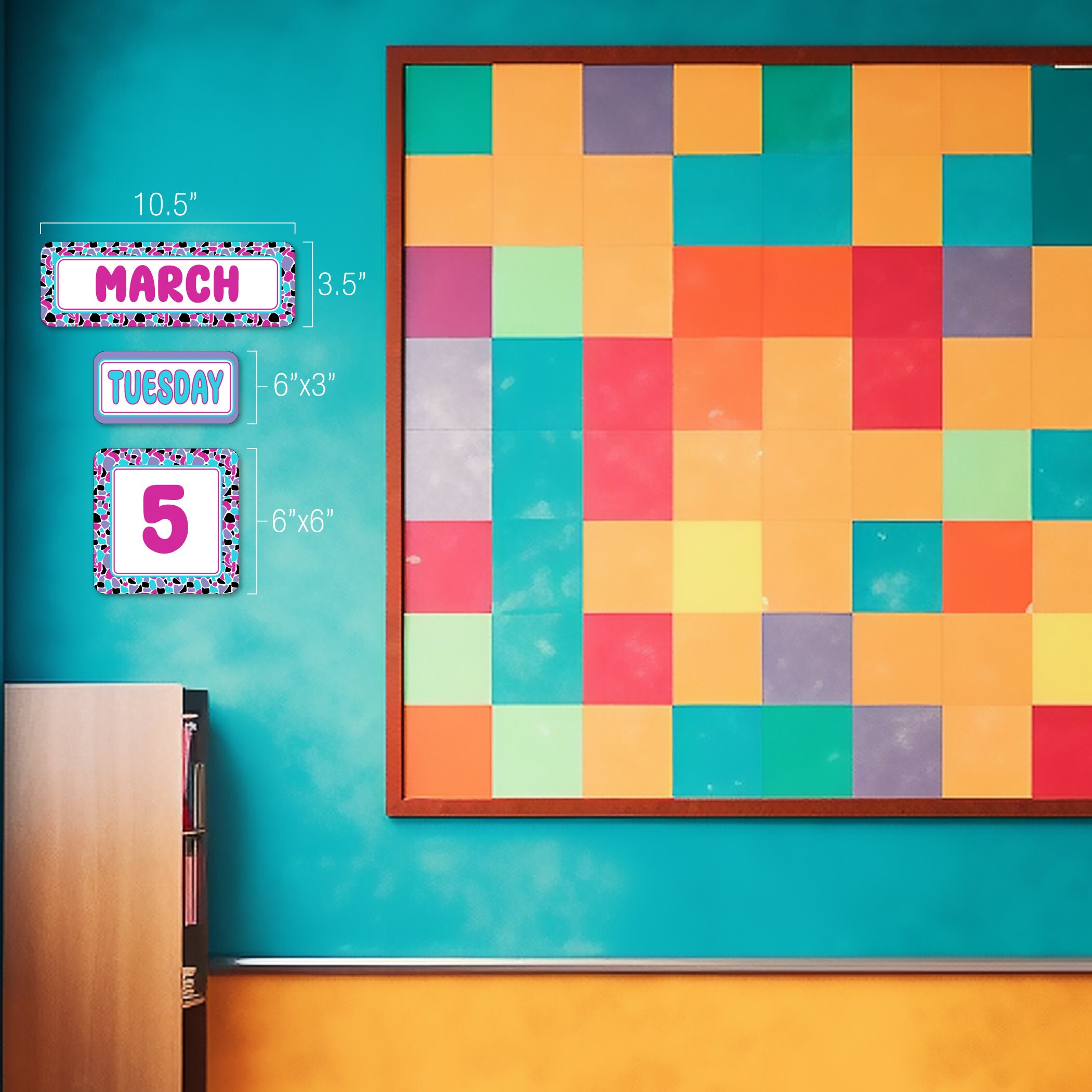 Wall Calendar - Standard | Purple and Teal Leopard Print and Abstract ...