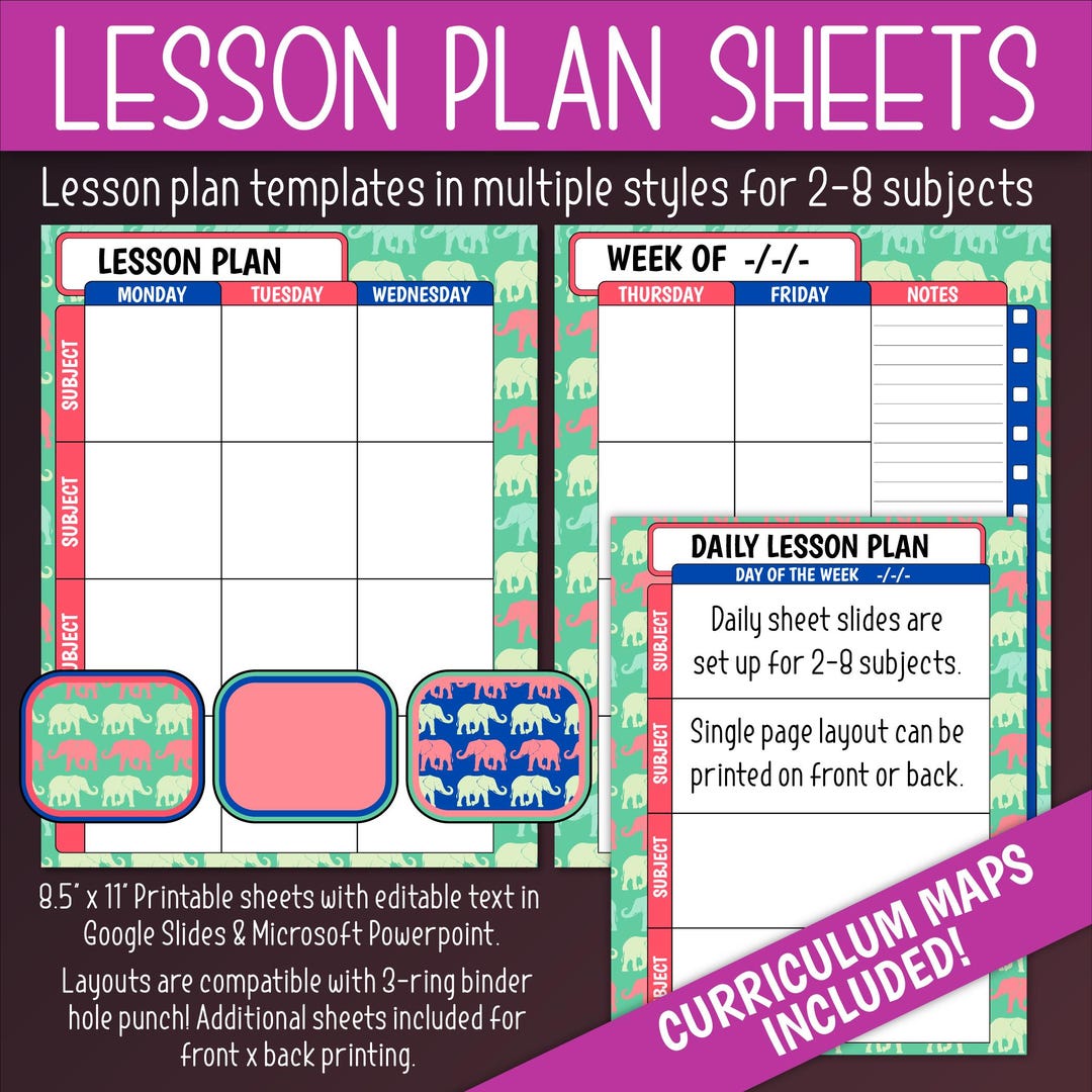 Lesson Plan Sheets & Curriculum Maps (editable) | Teacher Planner ...