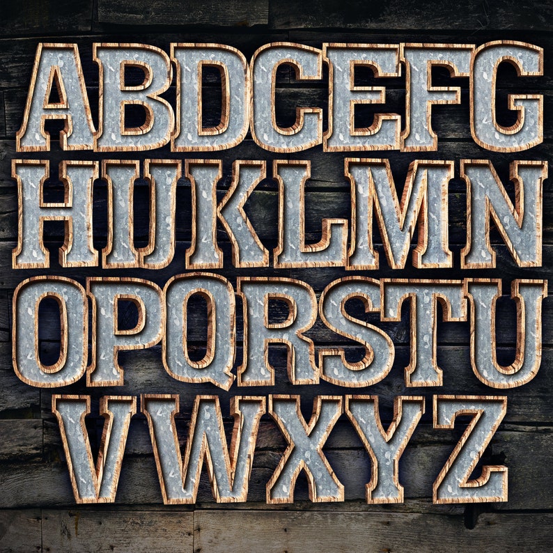 Clipart ONLY Digital Download 3D Galvanized Metal Rustic - Etsy