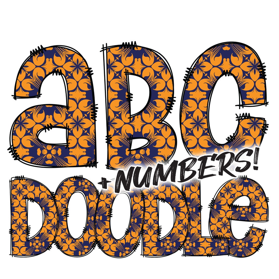 Digital Download | Doodle Letters Yellow Blue 1 Pattern Fill | PNG ...