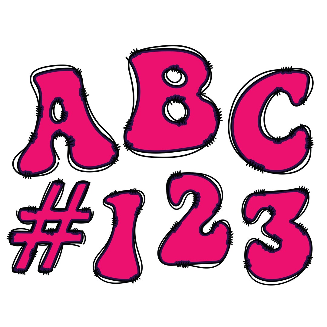 Digital Download | Doodle Retro AG - Pink Vintage | Hand Drawn Alphabet ...