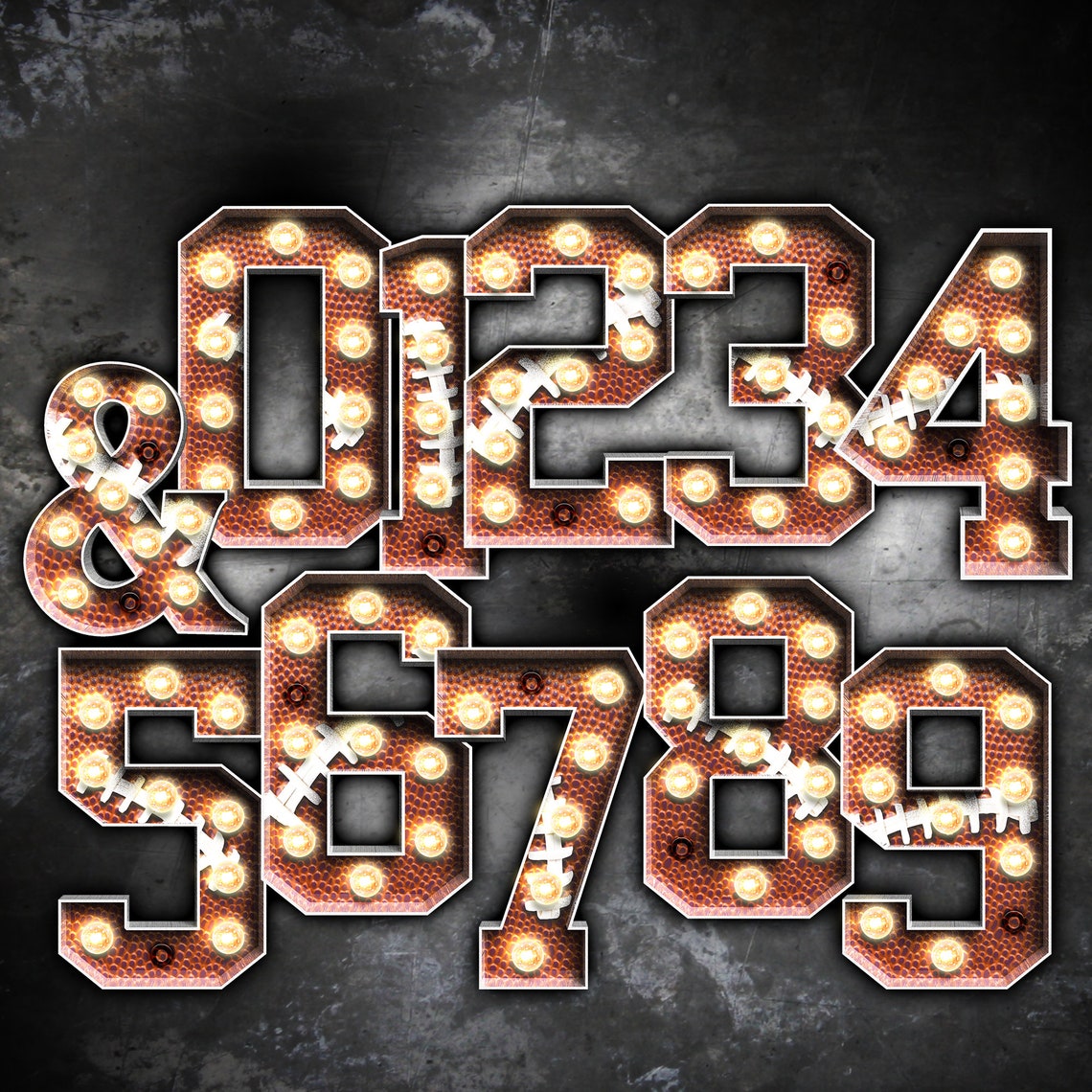 Digital Download Football Pattern Rustic Marquee Letters & - Etsy