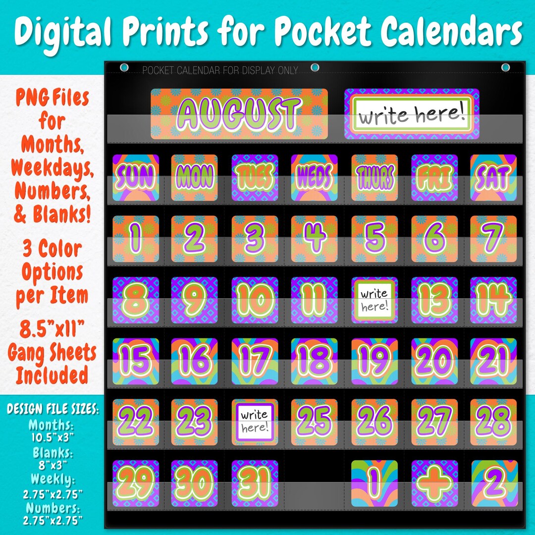 Wall Calendar - Pocket Chart for Teachers | Floral, Diamonds, Checkered ...