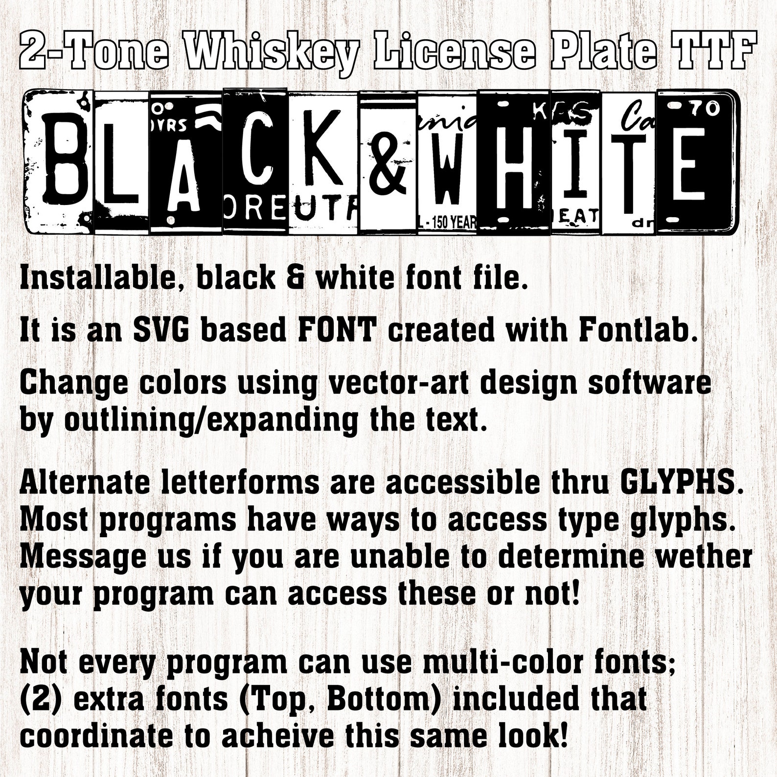 License Plate FONT Files, 3 Ttf Fonts, PNG Bundle, and SVG File | Black ...