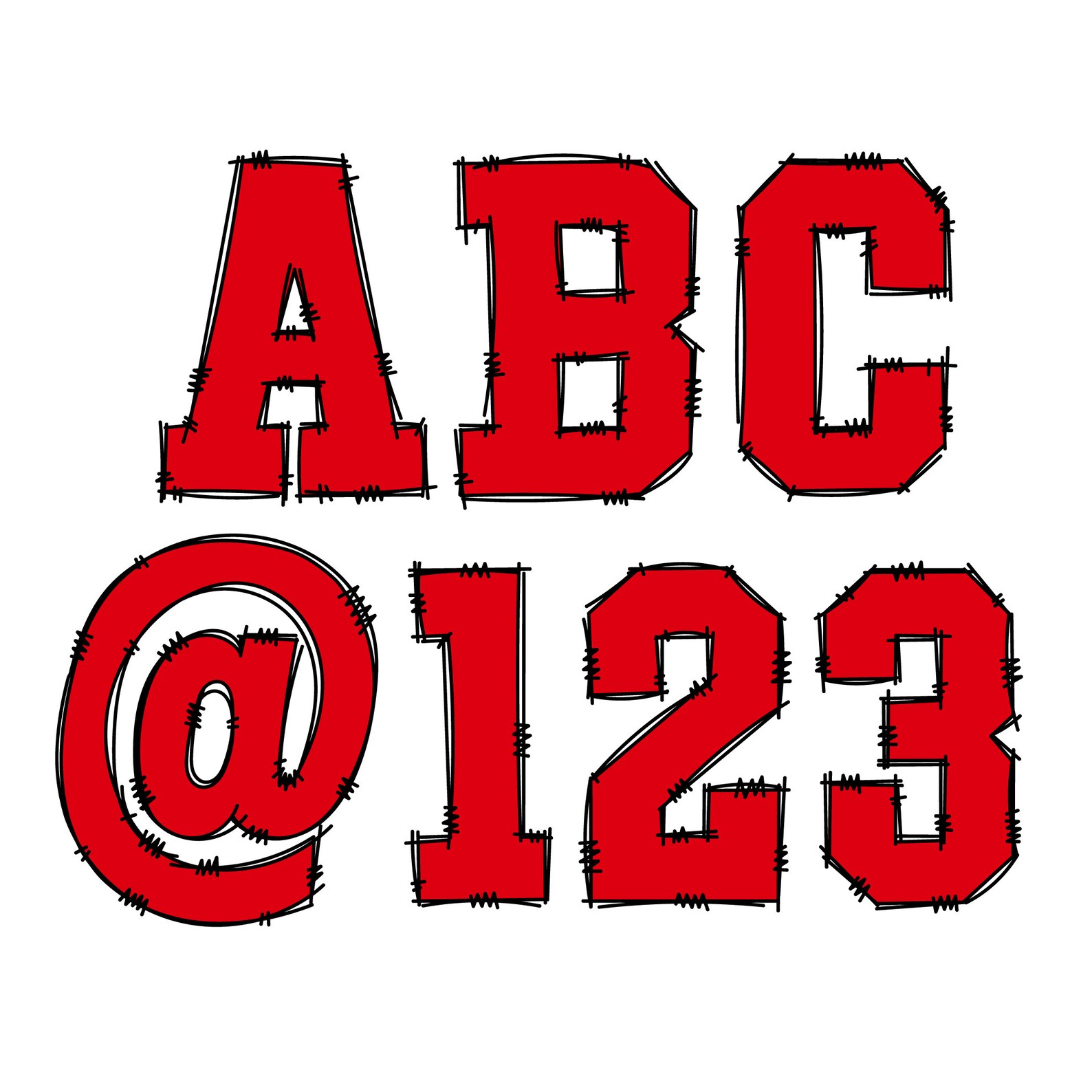 Digital Doodle Athletic Varsity Sports College School Red - Etsy